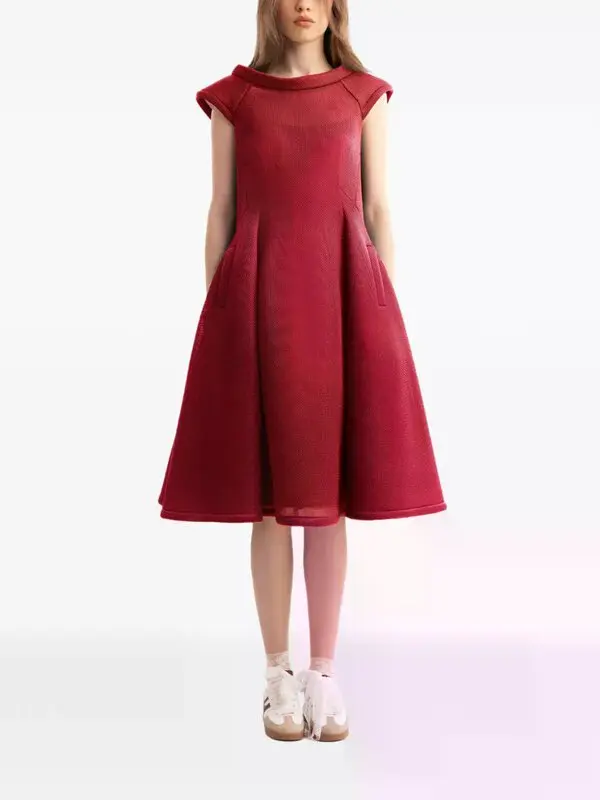 GEMY MAALOUF Short-sleeves Midi Dress - Red