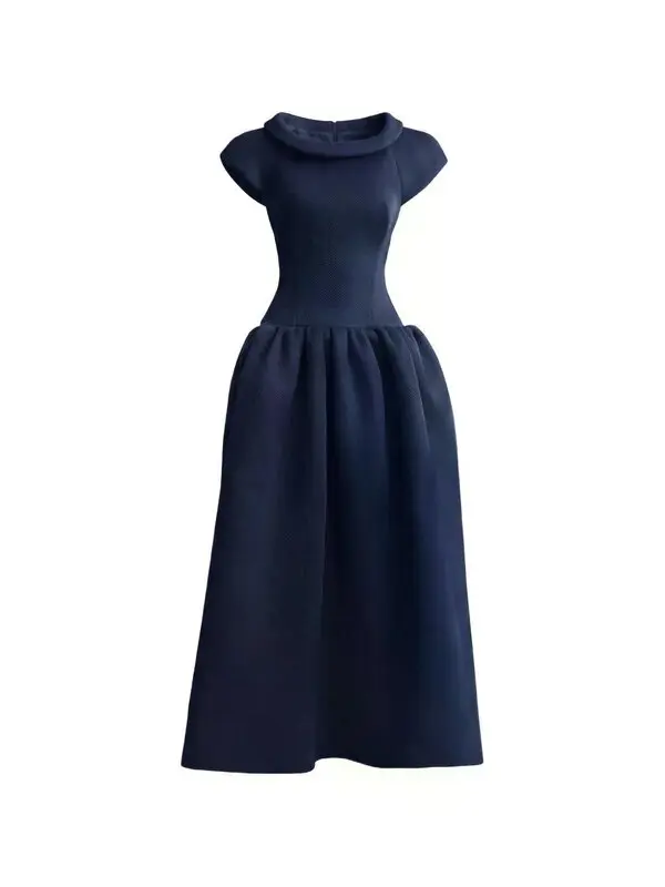 GEMY MAALOUF Sculpted-neckline Drop-waist Midi Dress - Blue