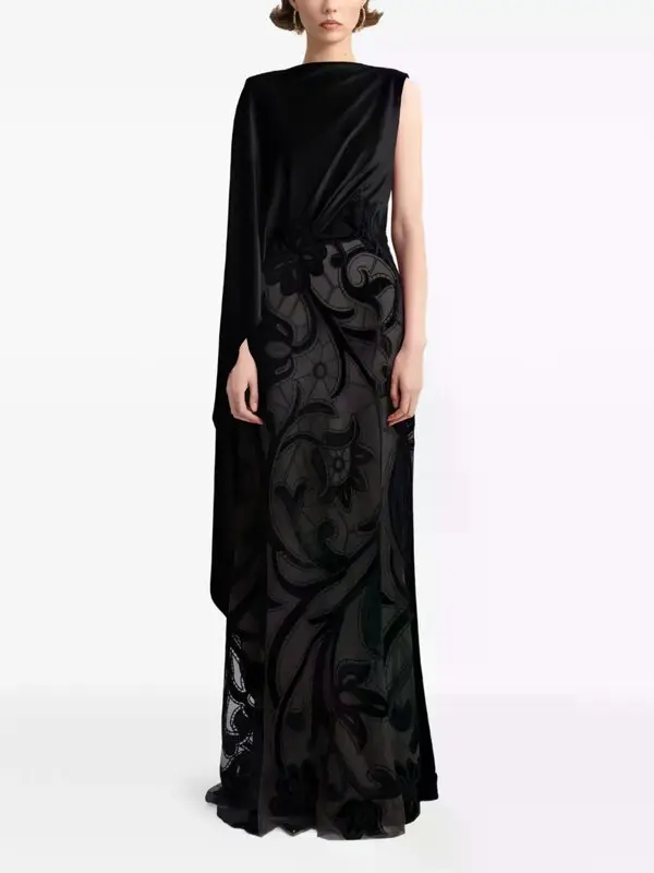GEMY MAALOUF Embroidered Maxi Dress - Black