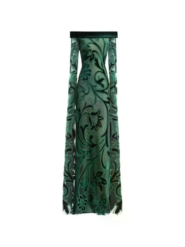 GEMY MAALOUF Off-shoulder Maxi Dress - Green