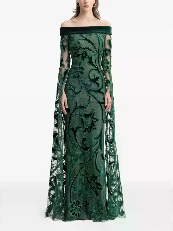 GEMY MAALOUF Off-shoulder Maxi Dress - Green