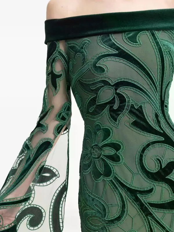 GEMY MAALOUF Off-shoulder Maxi Dress - Green