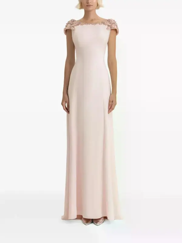 GEMY MAALOUF Beaded-shoulder Maxi Dress - Pink