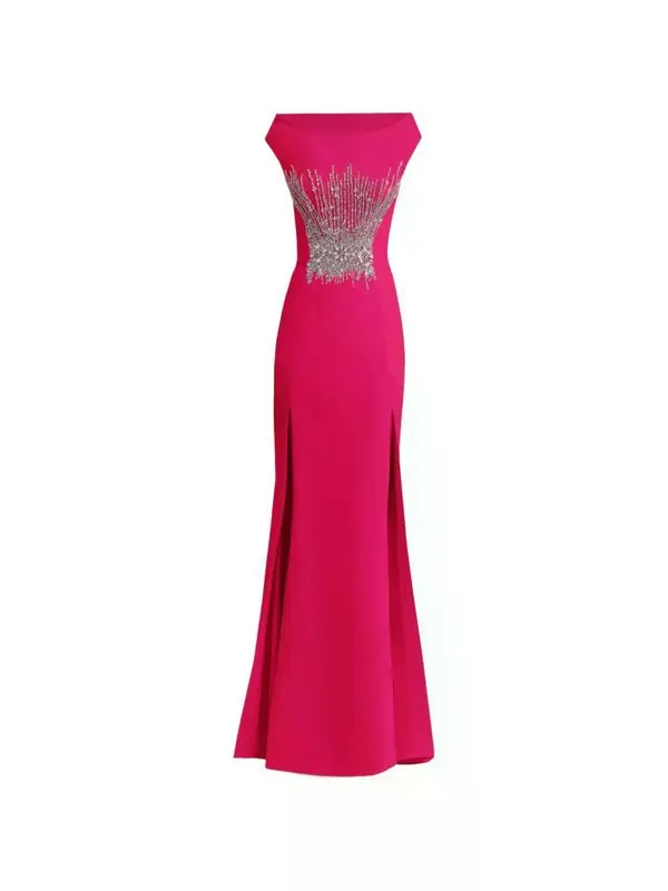 GEMY MAALOUF Bateau-collar Embellished Maxi Dress - Pink