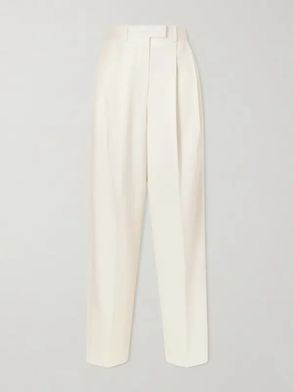 Givenchy Pleated Grain De Poudre Wool And Mohair-blend Wide-leg Pants - White