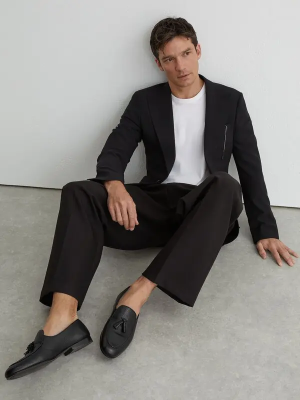 REISS Tumbled-leather Tassel-detail Loafers