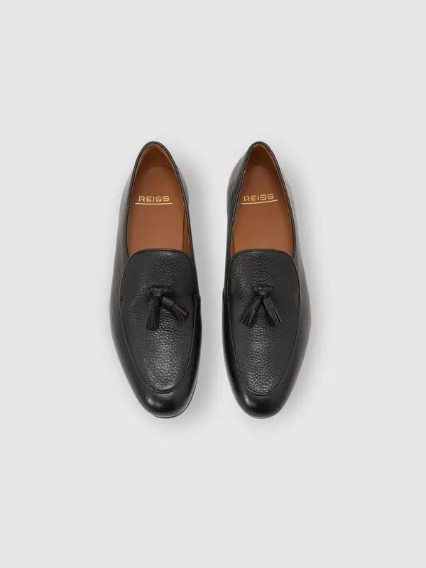 REISS Tumbled-leather Tassel-detail Loafers