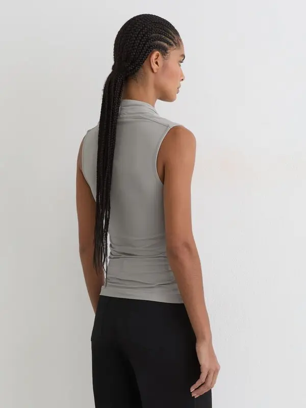 REISS Harri Square-neck Sleeveless Top - Grey