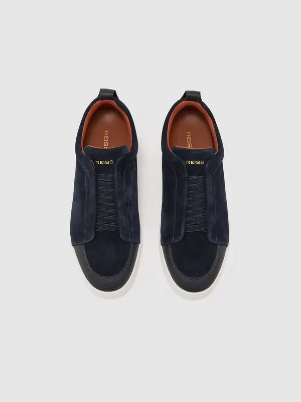 REISS Suede Hybrid Trainers - Navy
