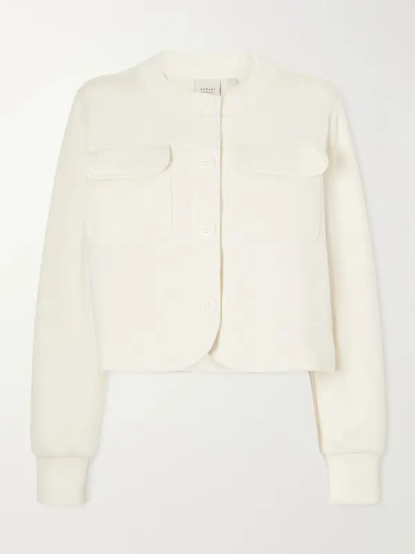 Varley Hartwell Cropped Doublesoft Jersey Cardigan - Neutrals