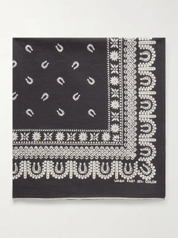 Kapital Fastcolor Selvedge Printed Cotton Scarf - Black