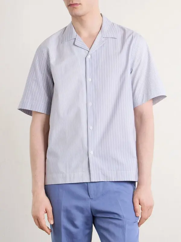 Paul Smith Camp-collar Striped Cotton-poplin Shirt