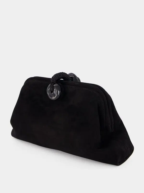 SERENA UZIYEL Petra Suede Clutch - Black