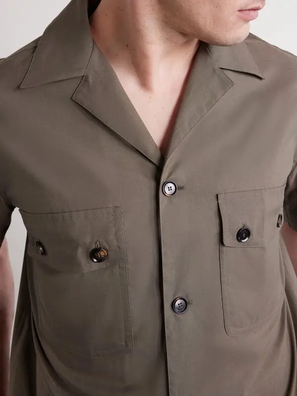 Brioni Convertible-collar Cotton-poplin Shirt
