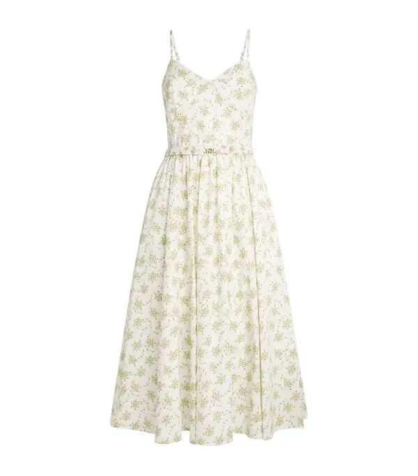 Sandro Floral Cotton Midi Dress - Beige