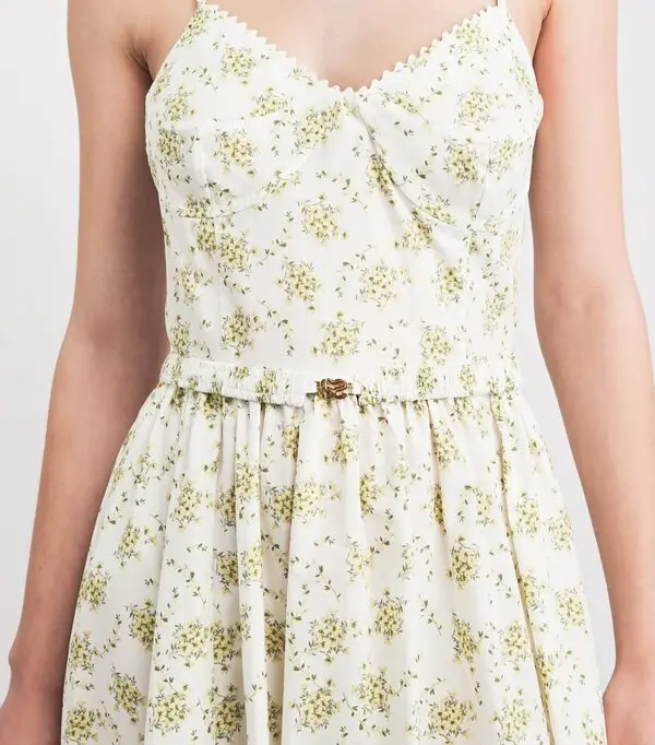 Sandro Floral Cotton Midi Dress - Beige