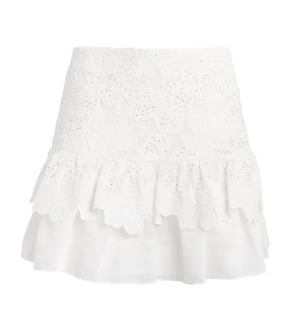 Sandro Guipure Lace Mini Skirt - Beige