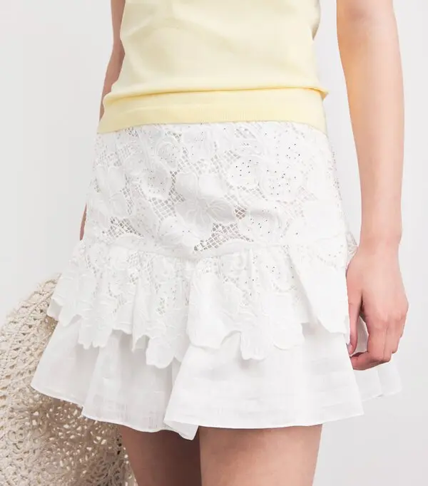 Sandro Guipure Lace Mini Skirt - Beige