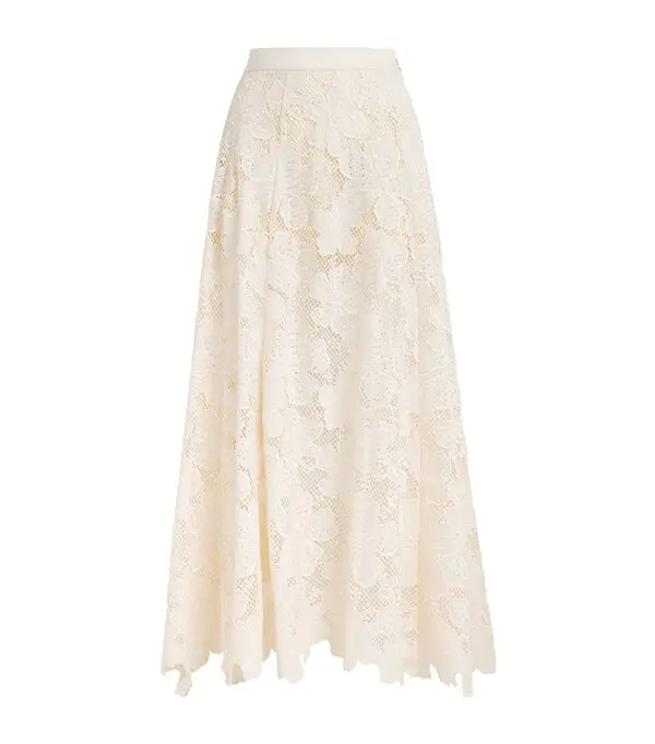 Sandro Guipure Lace Maxi Skirt - Beige