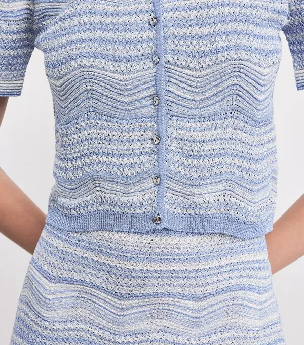 Sandro Metallised Cropped Cardigan - Blue