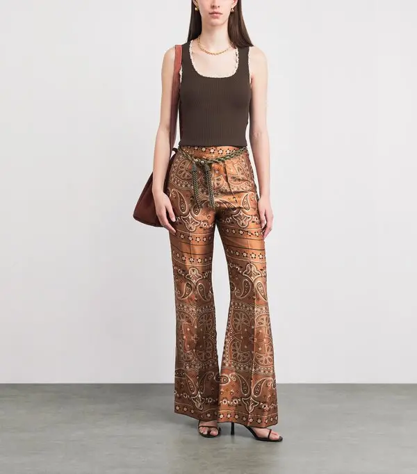 Sandro Crochet-trimmed Rib-knit Tank Top - Brown