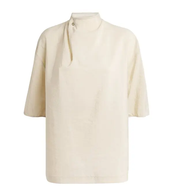 LEMAIRE Silk-blend High-neck Blouse - Nude