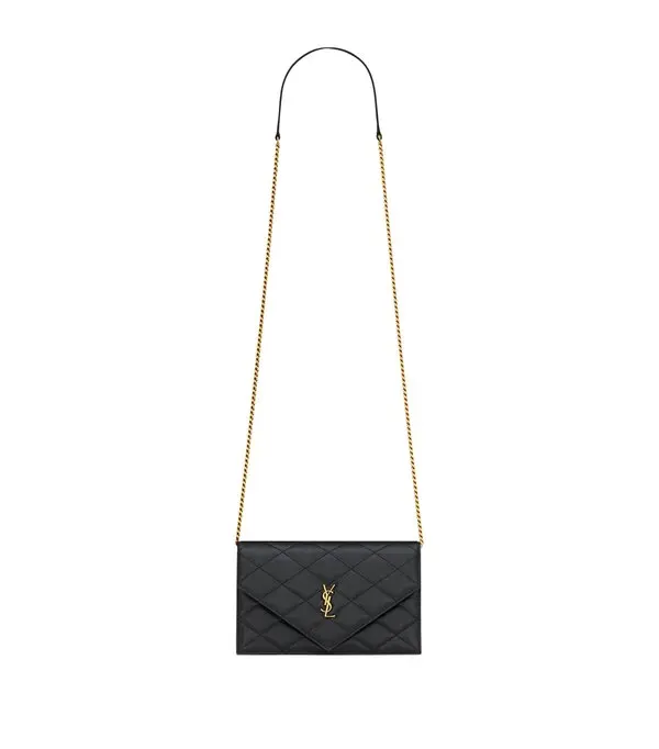 Saint Laurent Paris Envelope Chain Wallet - Black
