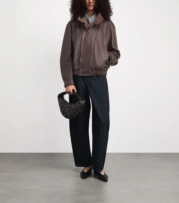 LEMAIRE Leather Blouson Bomber Jacket - Brown