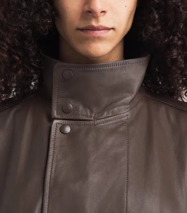 LEMAIRE Leather Blouson Bomber Jacket - Brown