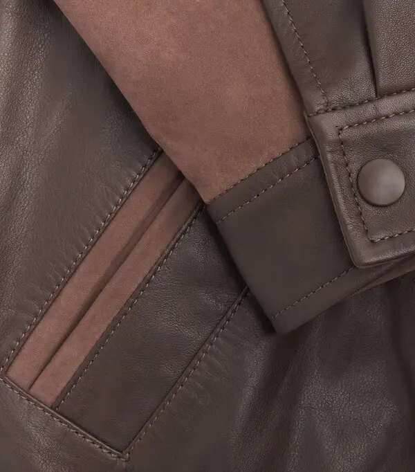 LEMAIRE Leather Blouson Bomber Jacket - Brown