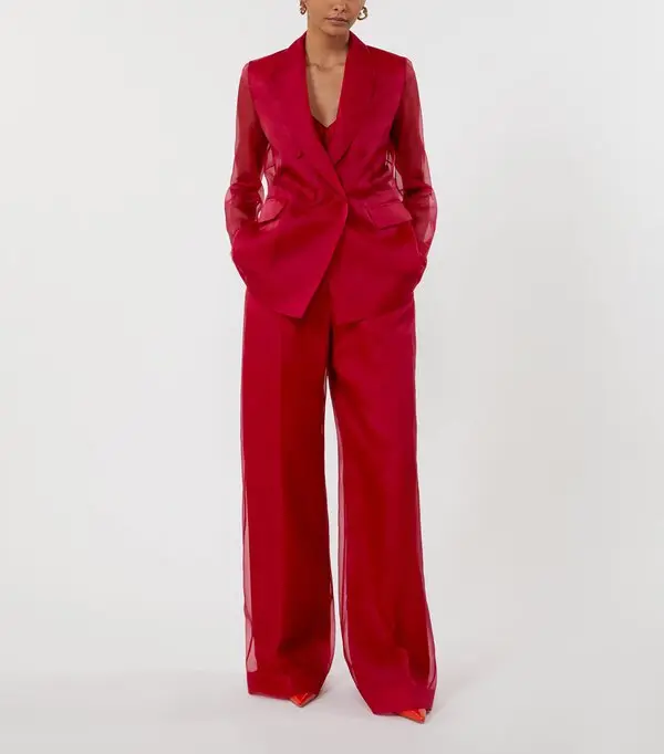 Max Mara Silk Organza Blazer - Red