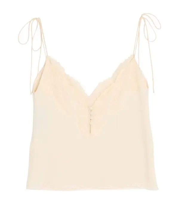 Valentino Garavani Silk Lace-trim Cami Top - White