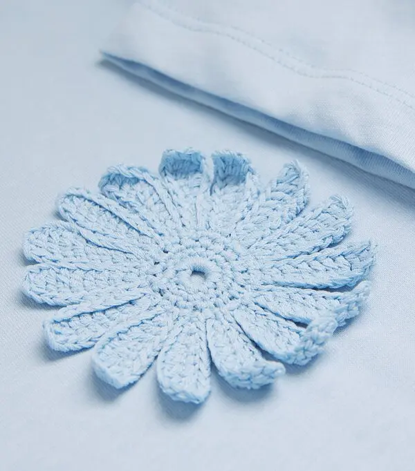 Sandro Cotton Crochet T-shirt - Blue