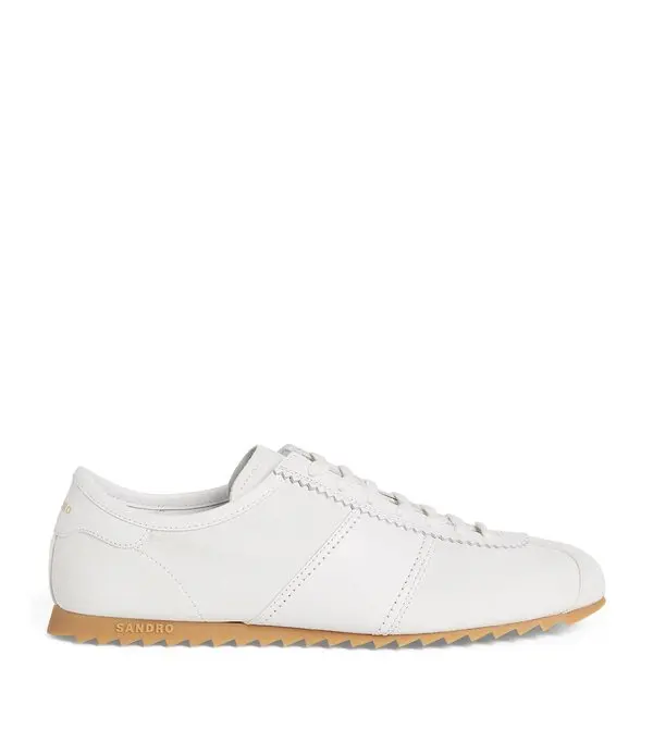Sandro Leather And Suede Low-top Sneakers - Beige