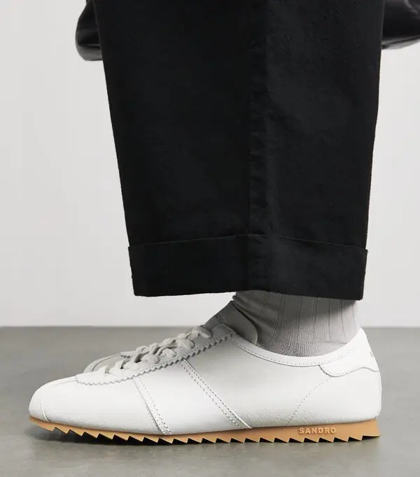 Sandro Leather And Suede Low-top Sneakers - Beige