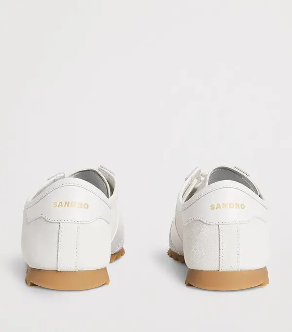 Sandro Leather And Suede Low-top Sneakers - Beige