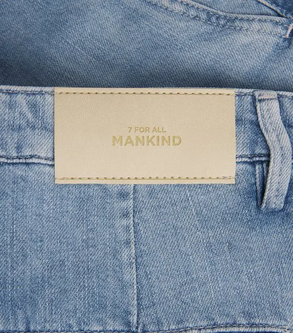 7 For All Mankind Cotton-linen Mid-rise Shorts - Blue
