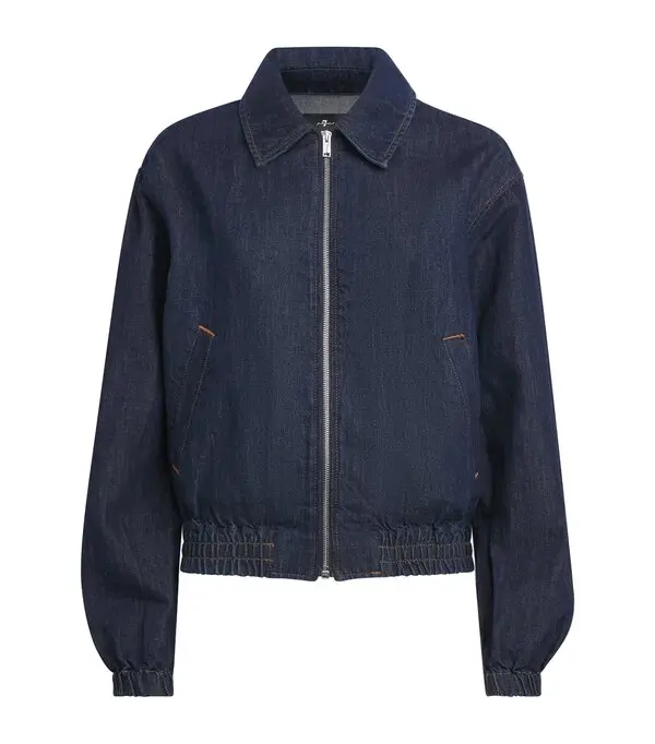 7 For All Mankind Cotton-linen Denim Jacket - Navy