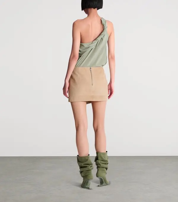 Balmain Suede Wrap Mini Skirt - Beige