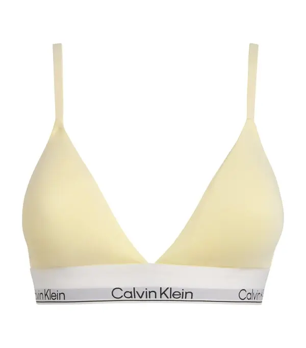 Calvin Klein Cotton-blend Icon Lined Bralette - Yellow