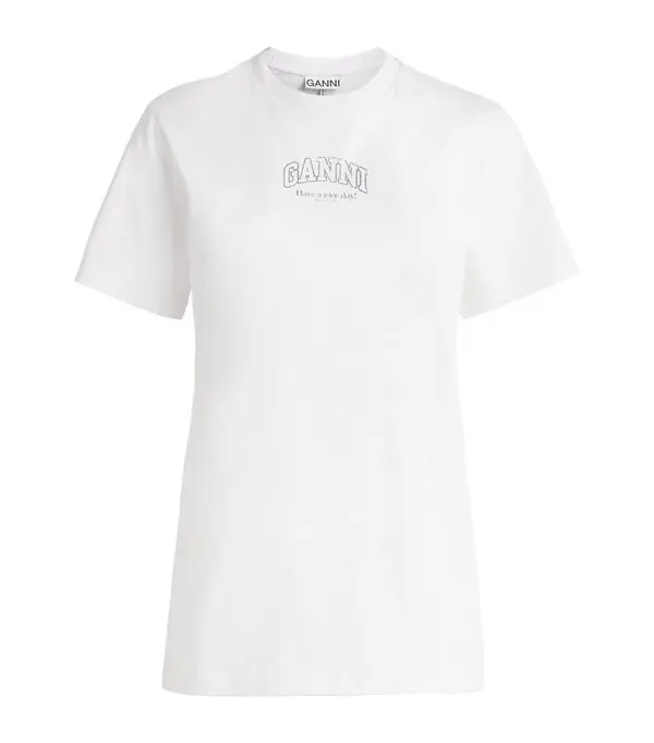 GANNI Cotton Logo T-shirt - White
