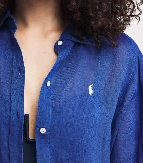 Polo Ralph Lauren Organic Cotton-linen Boyfriend Shirt - Blue