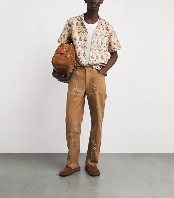 KARTIK RESEARCH Embroidered Upcycled Cotton Canvas Trousers