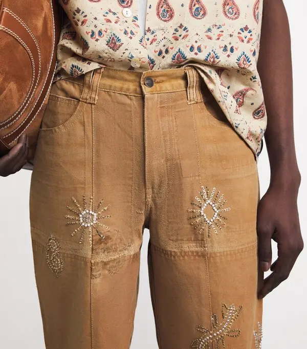 KARTIK RESEARCH Embroidered Upcycled Cotton Canvas Trousers