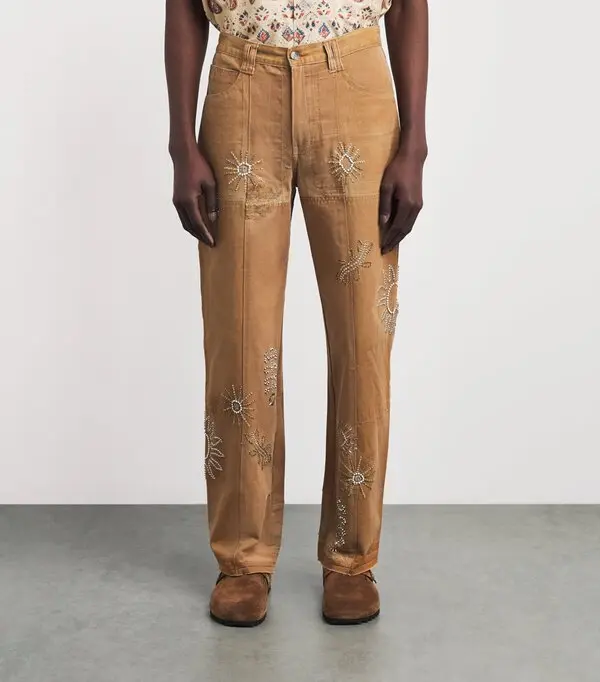 KARTIK RESEARCH Embroidered Upcycled Cotton Canvas Trousers