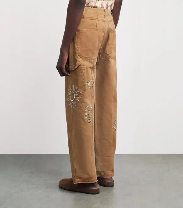 KARTIK RESEARCH Embroidered Upcycled Cotton Canvas Trousers