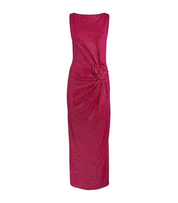 Roland Mouret Diamanté Floral Appliqué Maxi Dress - Pink