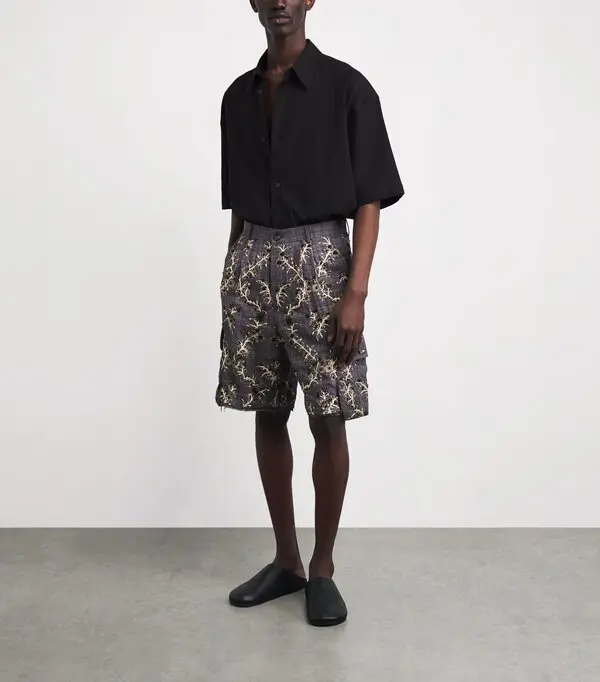 KARTIK RESEARCH Silk Embroidered Cargo Shorts