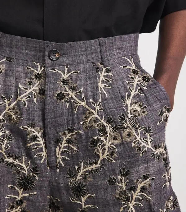 KARTIK RESEARCH Silk Embroidered Cargo Shorts