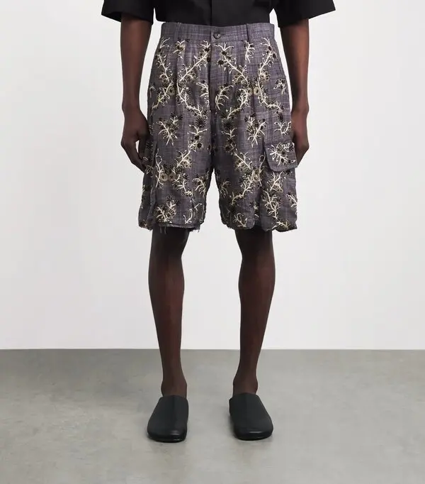 KARTIK RESEARCH Silk Embroidered Cargo Shorts
